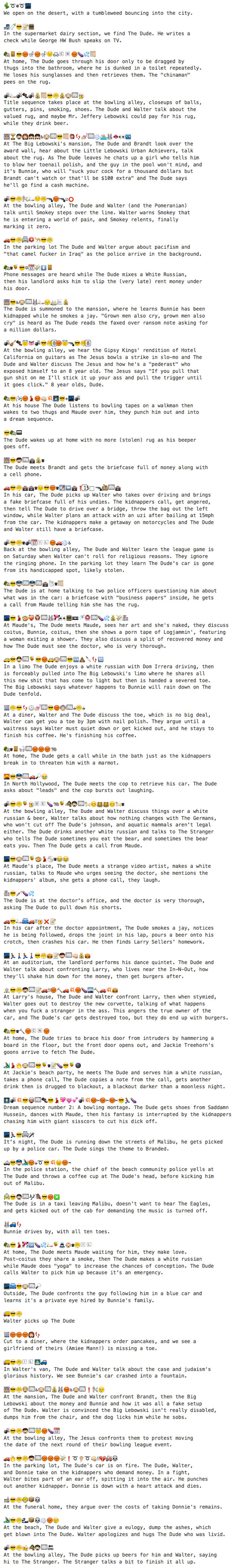 The Big Lebowski résumé en Emoji | Spotern